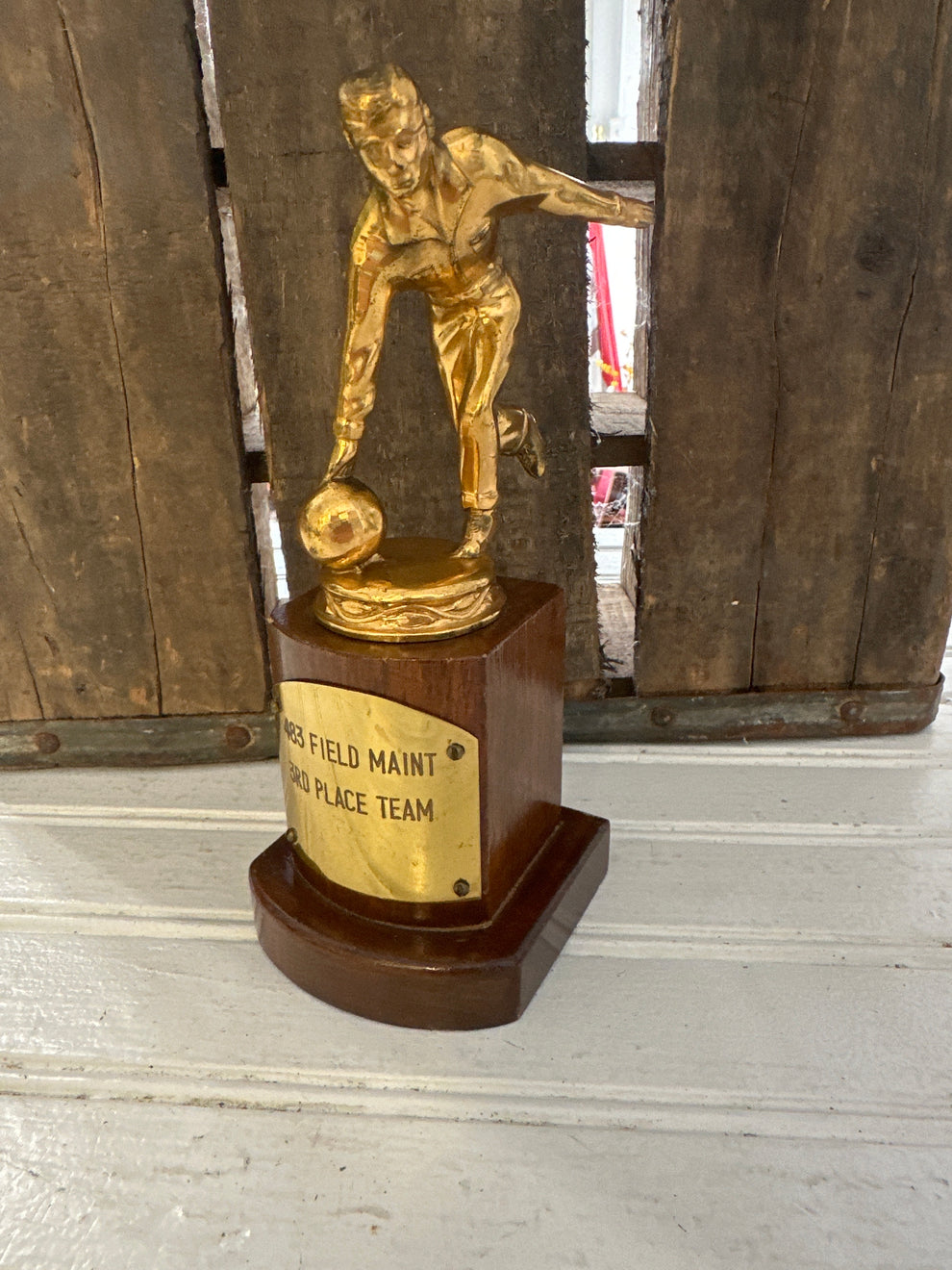 Bowling trophy- wood base – The Pelican Girls